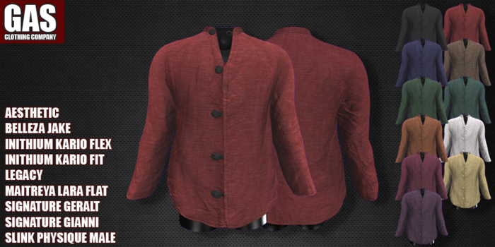 Second Life Marketplace - GAS [Men's Tunic Andrew - 11 Colors w/HUD ...